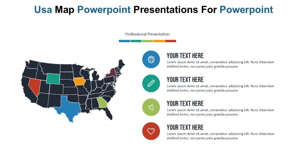 Usa Map Powerpoint Presentations For Powerpoint : 100% Editable PPTx