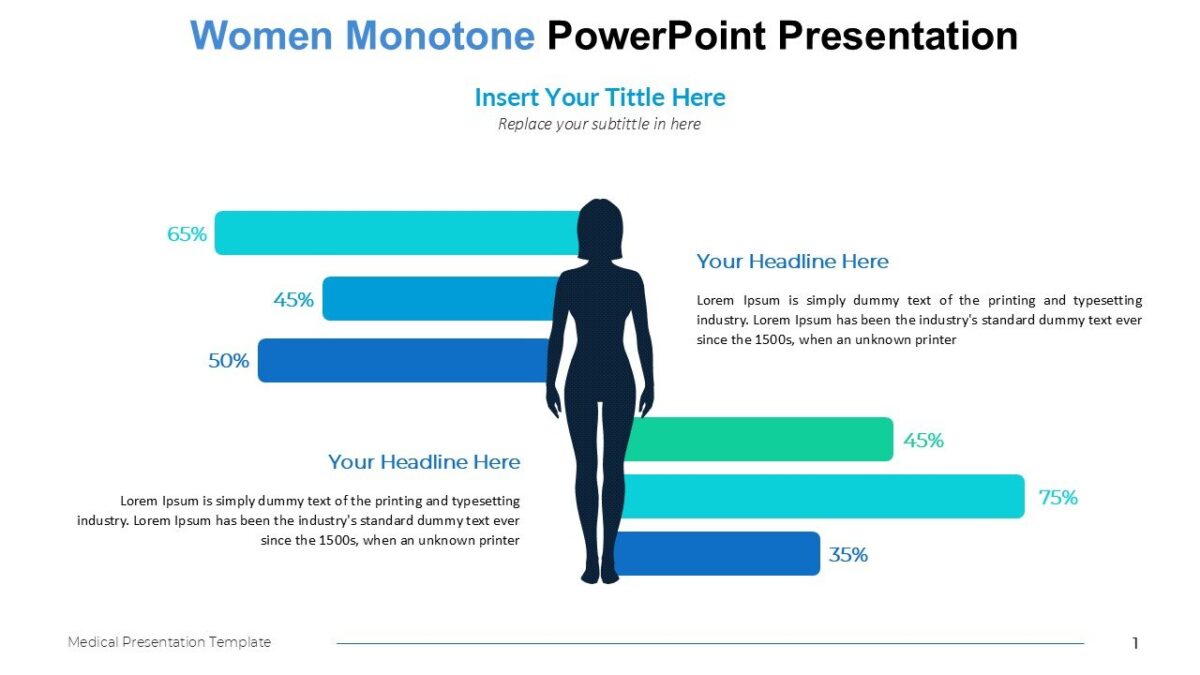 Women Monotone PowerPoint Presentation : 100% Editable PPTx