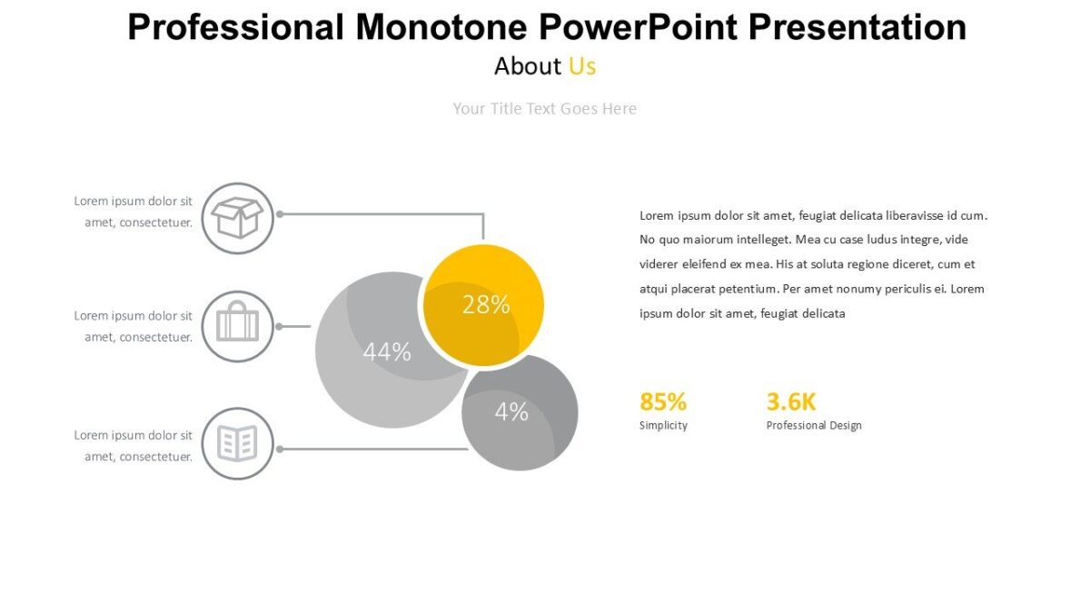 Professional Monotone PowerPoint Presentation : 100% Editable PPTx
