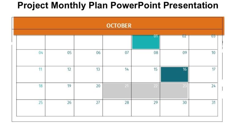 Project Monthly Plan PowerPoint Presentation : 100% Editable PPTx