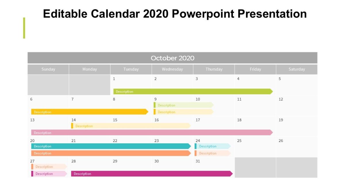Editable Calendar 2020 Powerpoint Presentation : 100% Editable PPTx