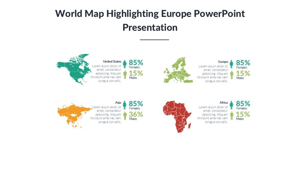 World Map Highlighting Europe PowerPoint Presentation : 100% Editable PPTx