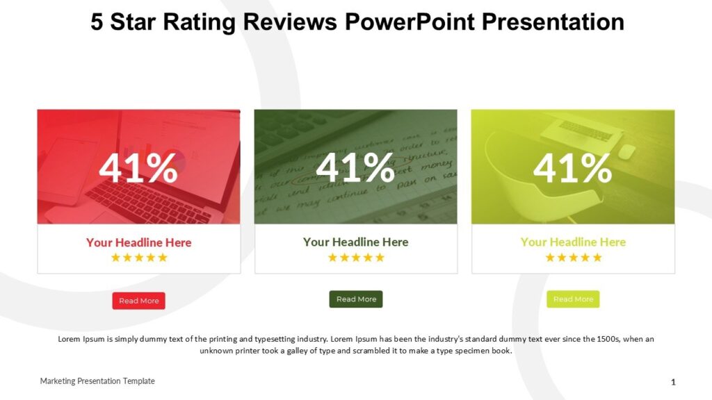 5 Star Rating Reviews PowerPoint Presentation : 100% Editable PPTx