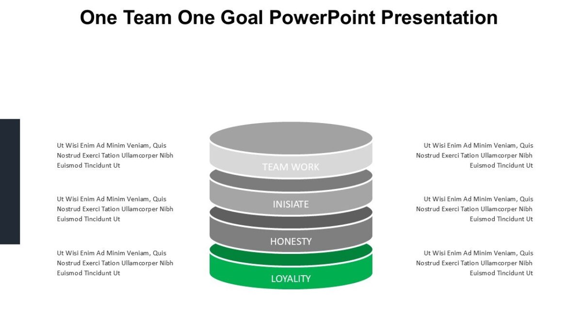 One Team One Goal PowerPoint Presentation : 100% Editable PPTx