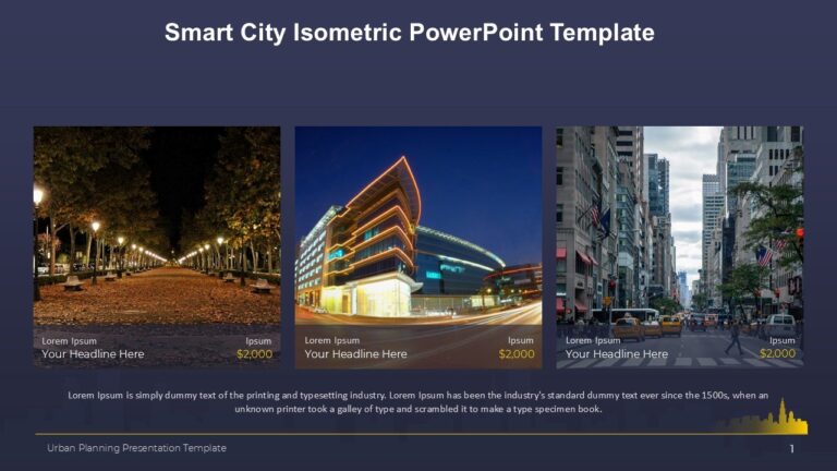 Smart City Isometric PowerPoint Template : 100% Editable PPTx