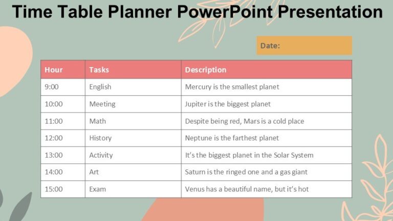 Time Table Planner PowerPoint Presentation - PPTUniverse