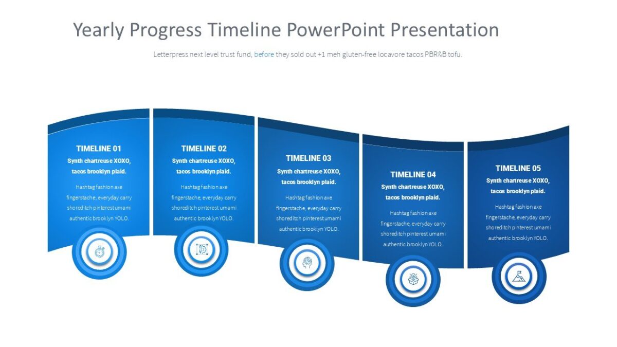 Yearly Progress Timeline PowerPoint Presentation : 100% Editable PPTx