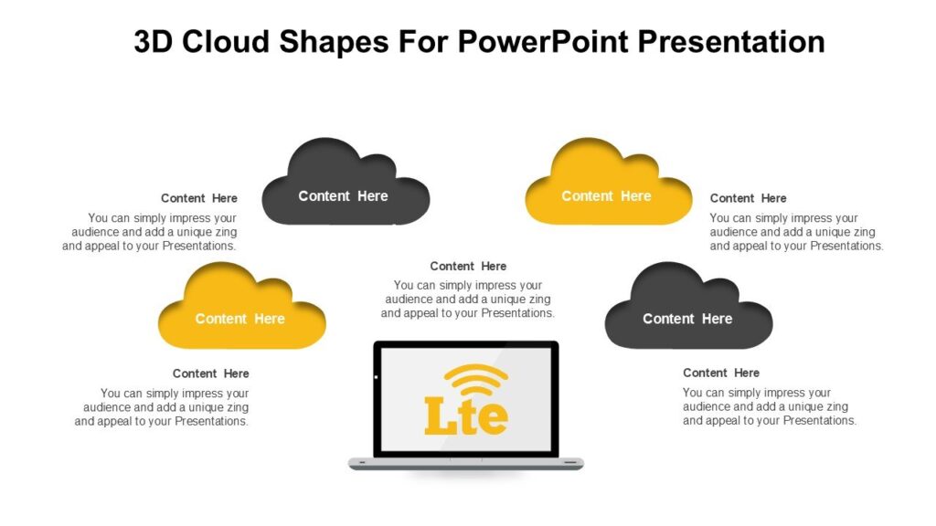 3D Cloud Shapes For PowerPoint Presentation : 100% Editable PPTx