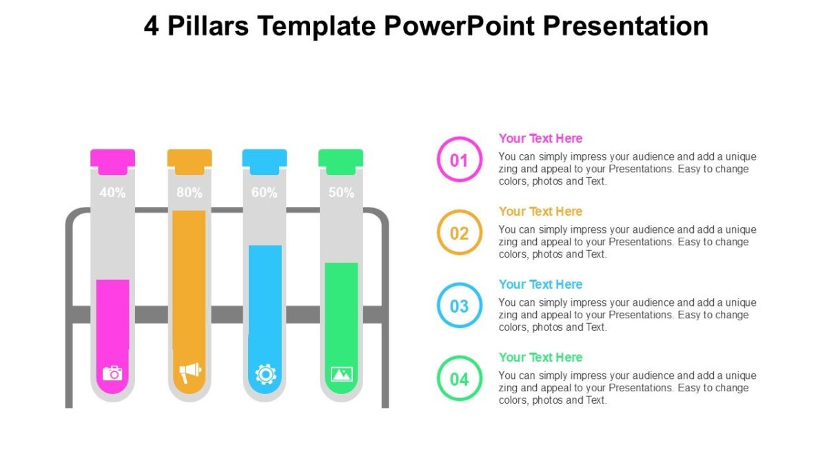 4 Pillars Template PowerPoint Presentation : 100% Editable PPTx