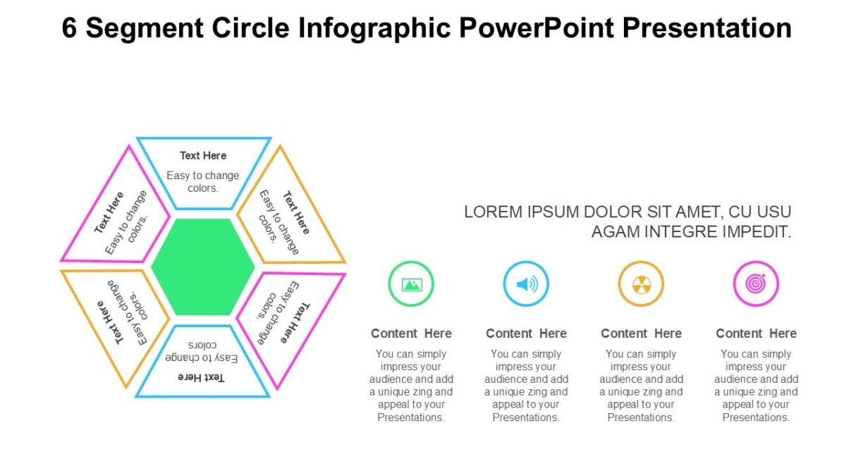 6 Segment Circle Infographic PowerPoint Presentation : 100% Editable PPTx