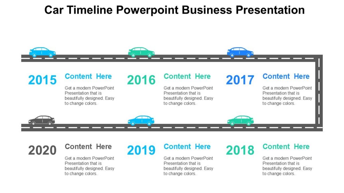 Car Timeline Powerpoint Business Presentation : 100% Editable PPTx