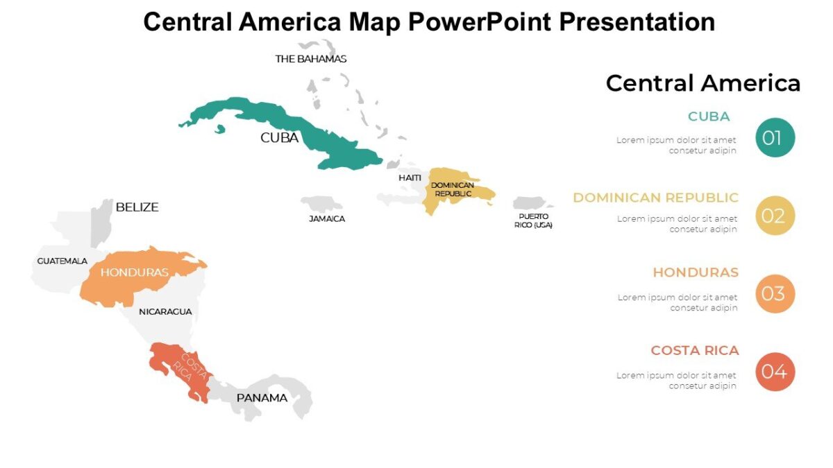 Central America Map PowerPoint Presentation : 100% Editable PPTx