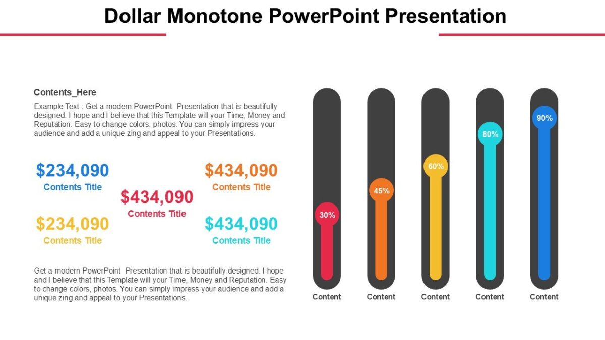Dollar Monotone PowerPoint Presentation : 100% Editable PPTx