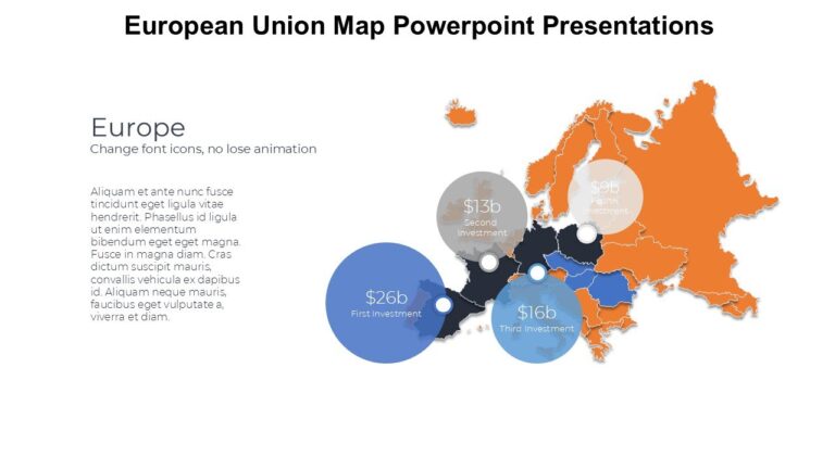 European Union Map Powerpoint Presentations : 100% Editable PPTx