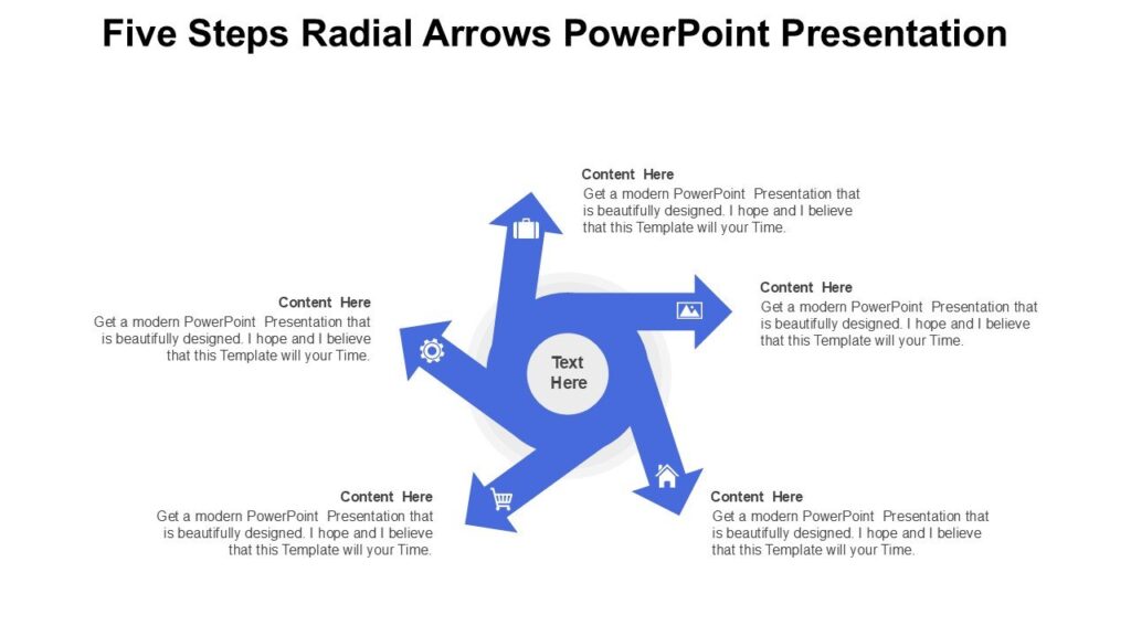 Five Steps Radial Arrows PowerPoint Presentation : 100% Editable PPTx
