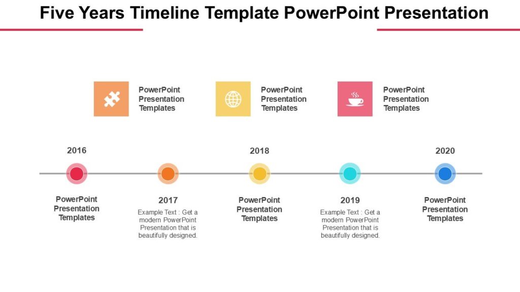Five Years Timeline Template PowerPoint Presentation : 100% Editable PPTx