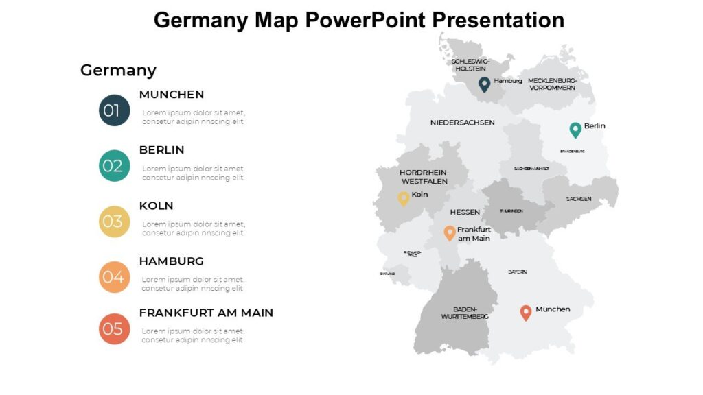 Germany Map PowerPoint Presentation : 100% Editable PPTx