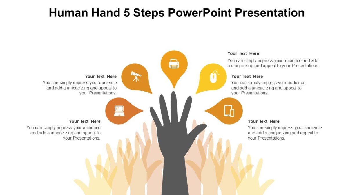 Human Hand 5 Steps PowerPoint Presentation : 100% Editable PPTx
