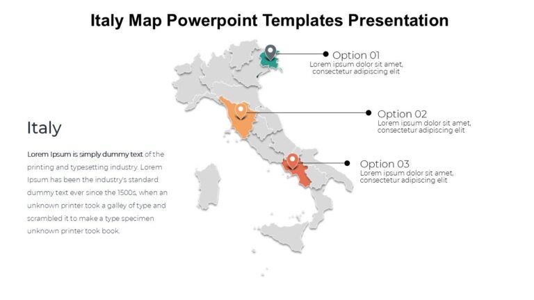 Italy Map Powerpoint Templates Presentation : 100% Editable PPTx