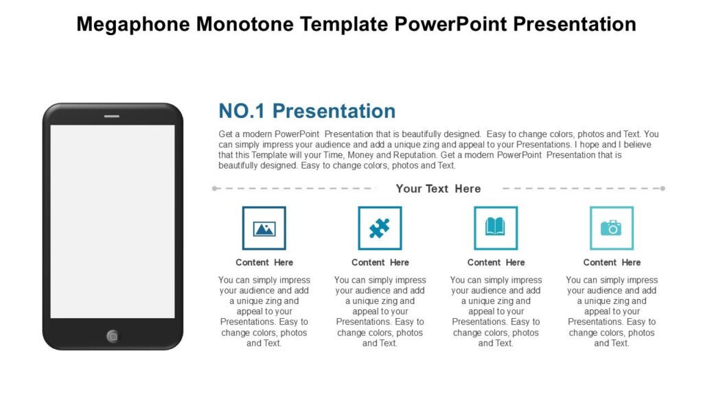 Megaphone Monotone Template PowerPoint Presentation : 100% Editable PPTx