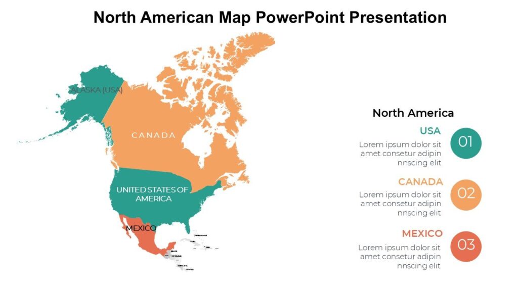 North American Map PowerPoint Presentation : 100% Editable PPTx