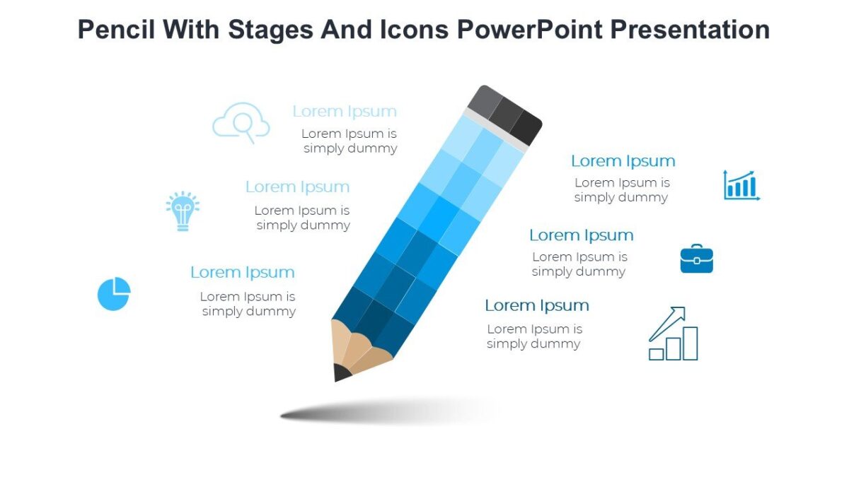 Pencil With Stages And Icons PowerPoint Presentation : 100% Editable PPTx
