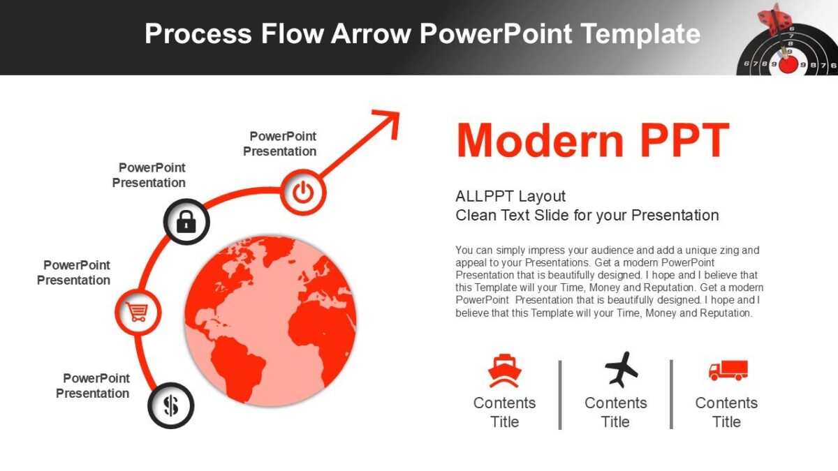 Process Flow Arrow PowerPoint Template : 100% Editable PPTx