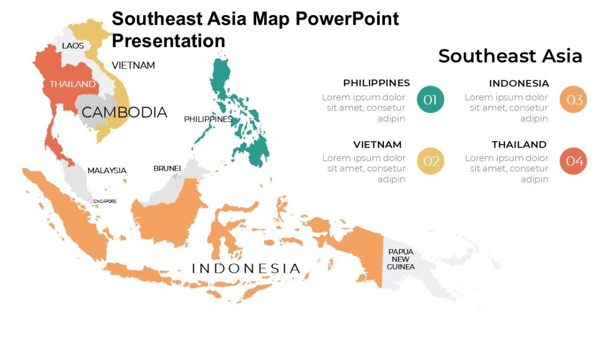 Southeast Asia Map PowerPoint Presentation : 100% Editable PPTx