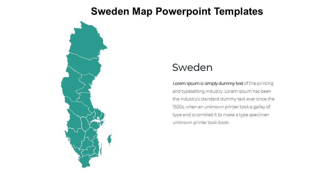 Sweden Outline Map PowerPoint Templates : Free Instant Download PPTx