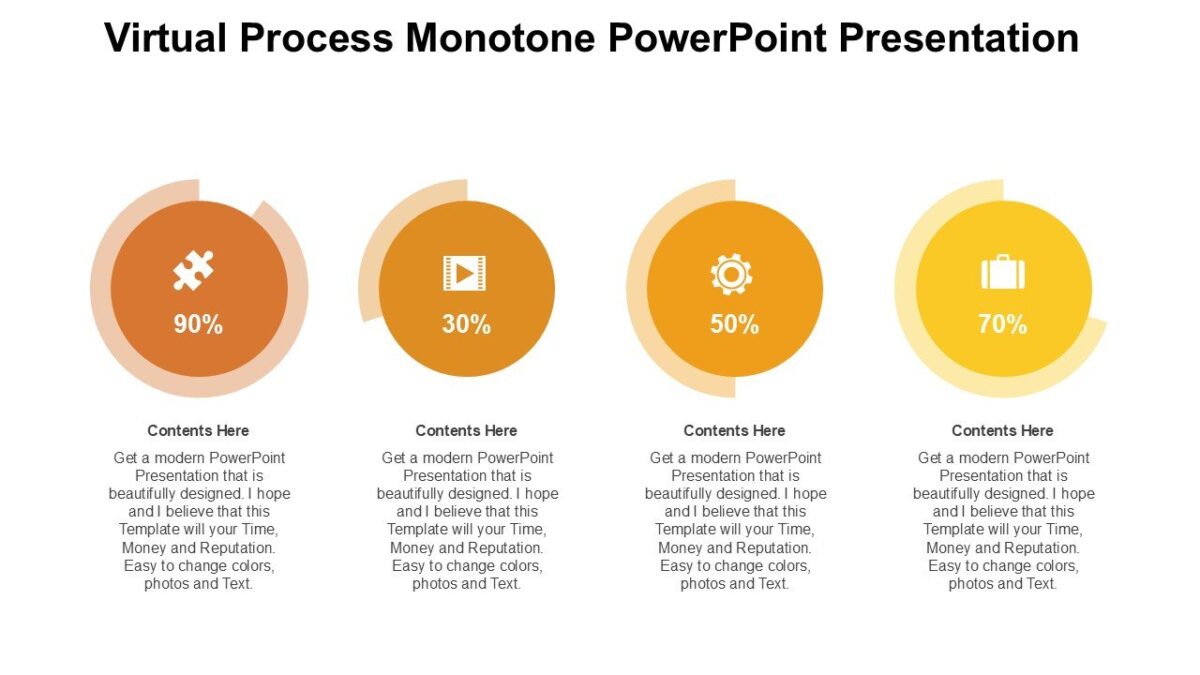 Virtual Process Monotone PowerPoint Presentation : 100% Editable PPTx